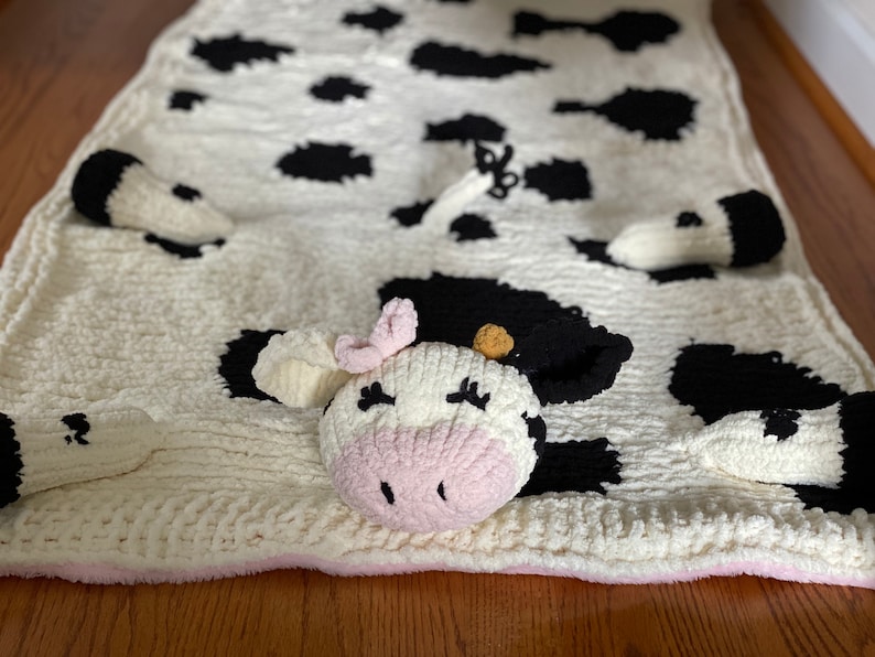 Cow Blanket Knitting Pattern, Cow Lovey, Cow Blanket, Knitting Pattern ...