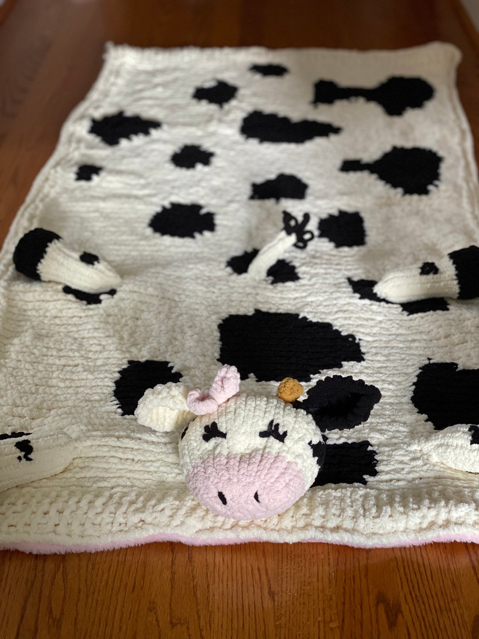 Cow Blanket Knitting Pattern Cow Lovey Cow Blanket Knitting - Etsy