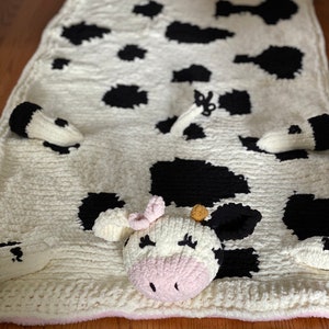 Cow Blanket Knitting Pattern, Cow Lovey, Cow Blanket, Knitting Pattern ...