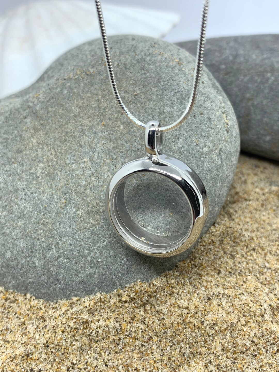 Solid Sterling Silver Glass Locket/ Locket & Chain/hinge Opening ...