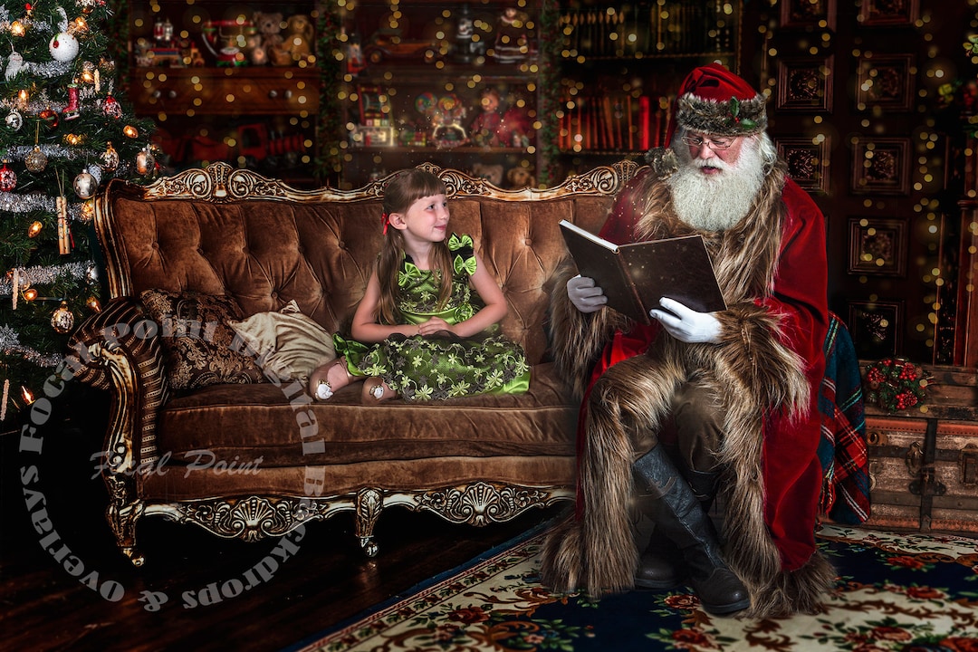 Santa Reading a Book Digital, Santa on a Couch Digital, Santa Digital ...