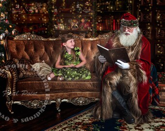 Santa Digital Backdrop Christmas Scene Christmas Digital - Etsy