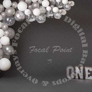 One Year Birthday Digital Background, One Year Balloons Digital, One ...