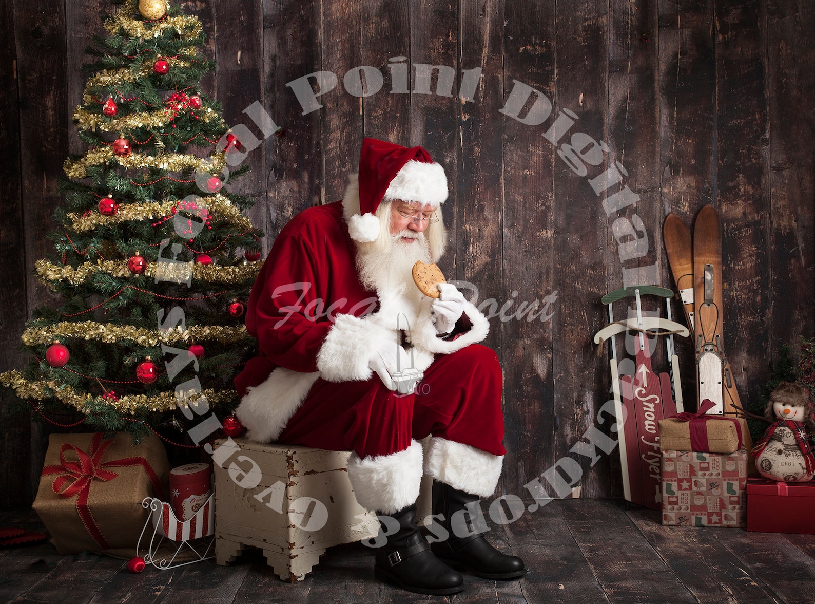 Santa Digital Backdrop Christmas Scene Christmas Digital - Etsy