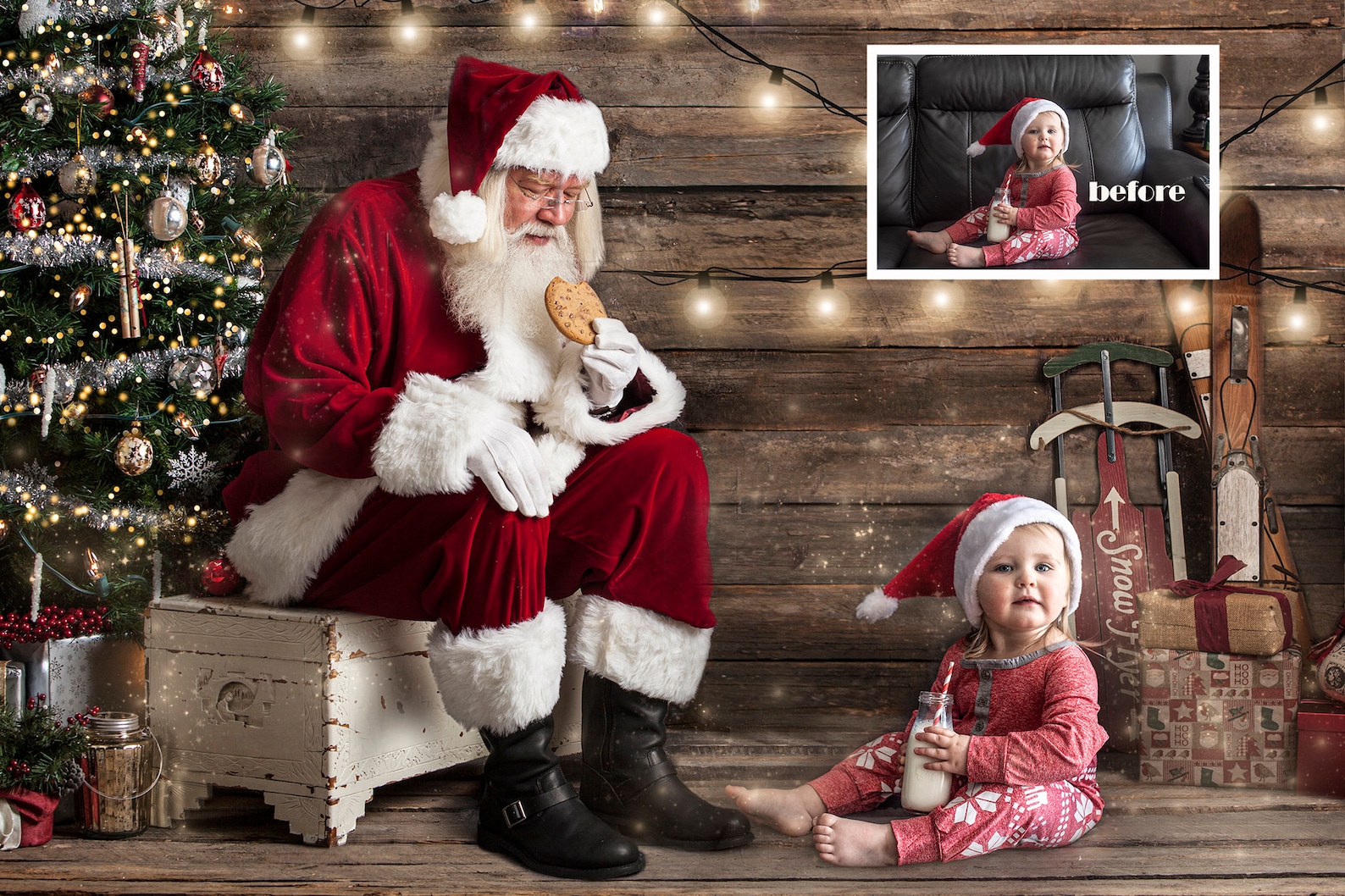 Santa Digital Backdrop Christmas Scene Christmas Digital - Etsy