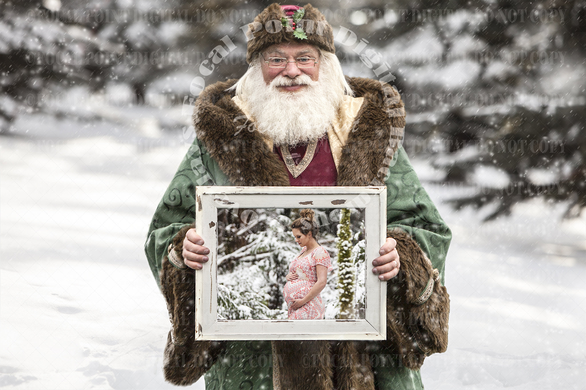 Santa in Snow Holding Frame Digital Backdrop Santa Overlay | Etsy