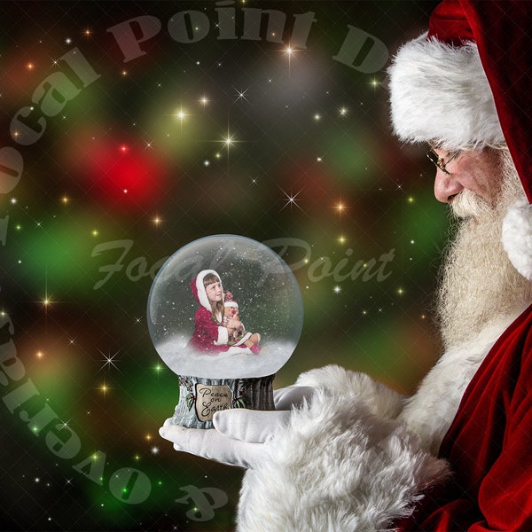 Santa Snow Globe Christmas Digital Backdrop - Etsy