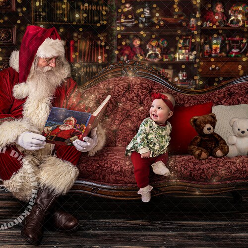 Santa Digital Backdrop Christmas Scene Christmas Digital - Etsy
