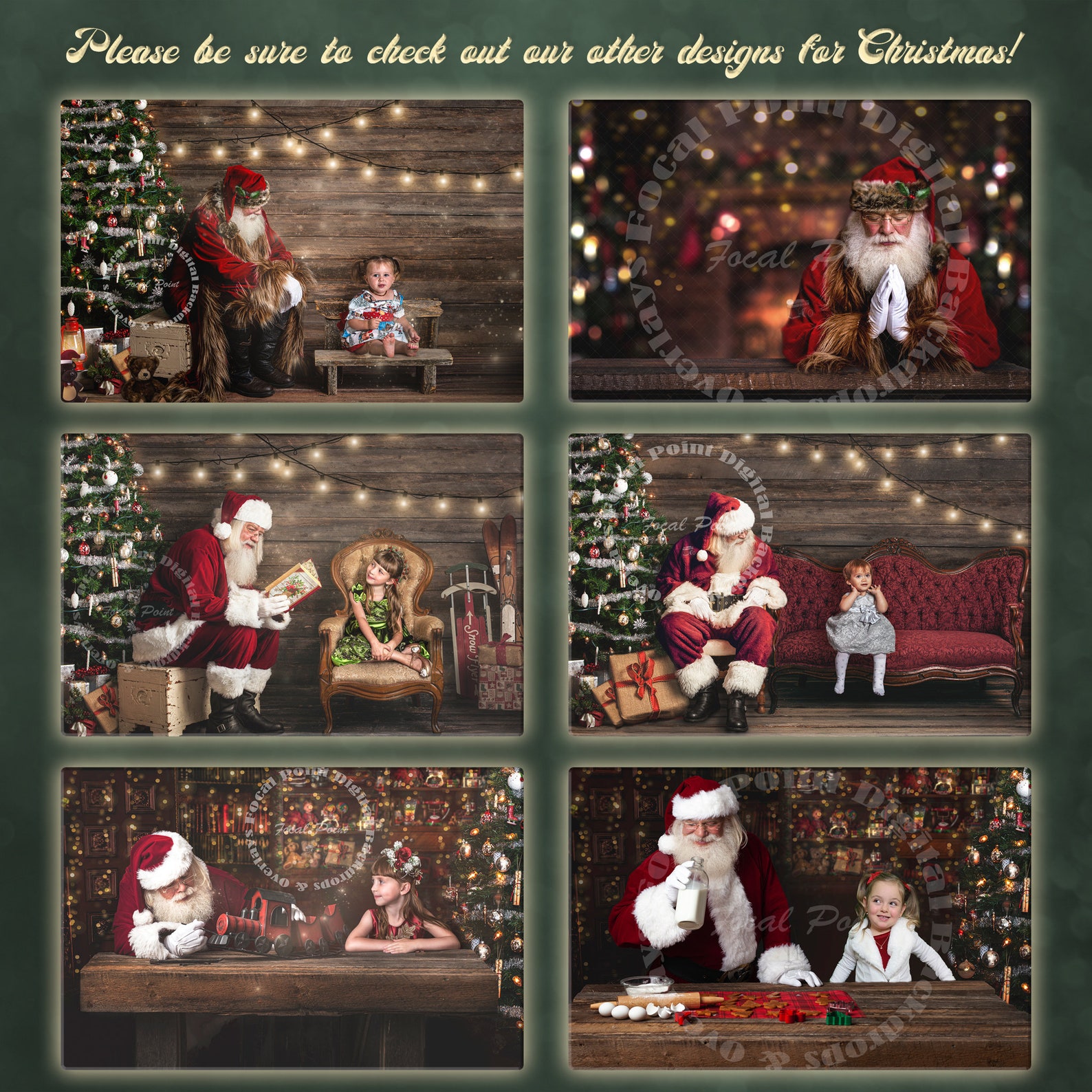 Santa Digital Backdrop Christmas Scene Digital Santa | Etsy