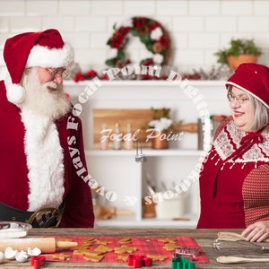 Santa and Mrs Claus Baking Cookies, Kitchen Scene, Santa Overlay, Santa ...