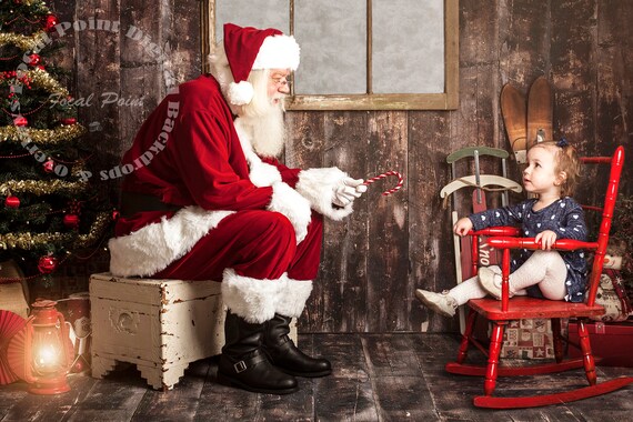 Santa Digital Backdrop Christmas Scene Christmas Digital | Etsy