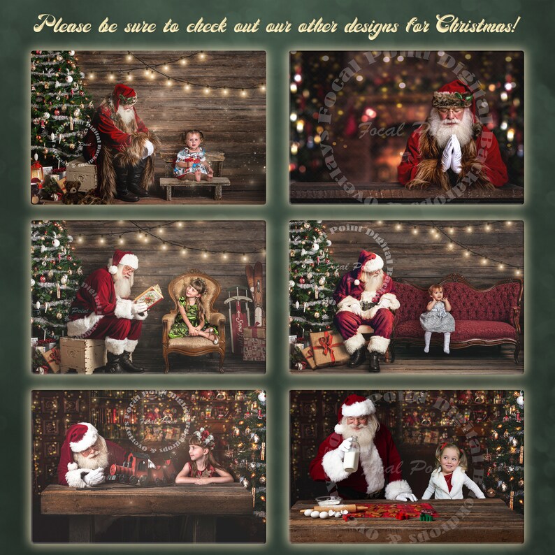 Santa Digital Backdrop Christmas Scene Christmas Digital | Etsy