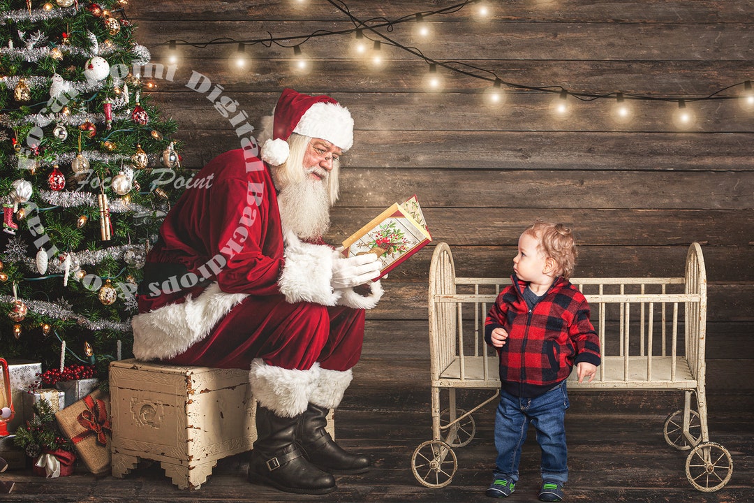 Santa Digital Backdrop Christmas Scene Christmas Digital - Etsy