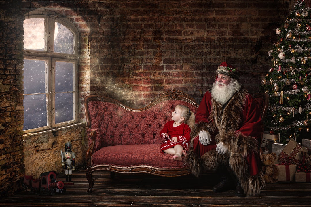 Santa Digital Backdrop, Santa Couch Digital, Christmas Digital ...