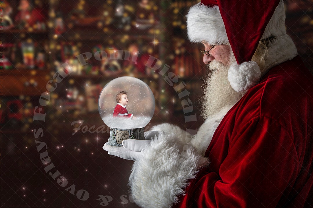 Santa Snow Globe Digital Background, Snow Globe Santa Snow Globe Santa ...