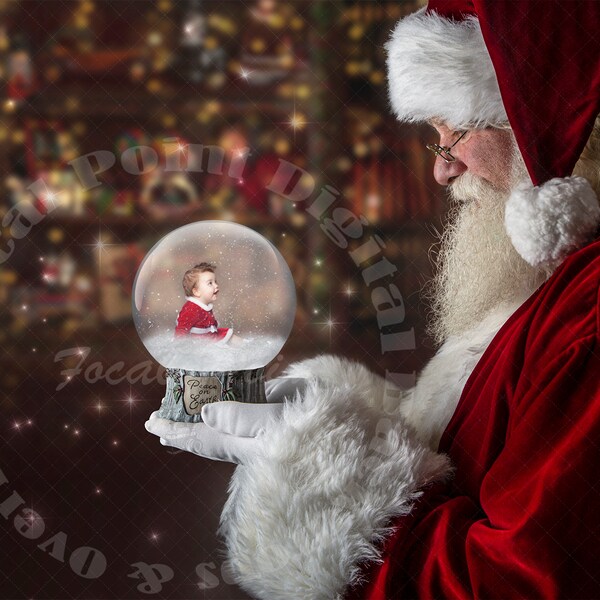 Santa Snow Globe Christmas Digital Backdrop - Etsy