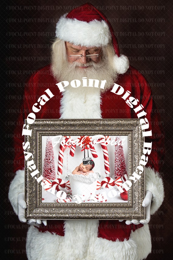Santa Holding Frame Digital Backdrop Santa Overlay Holding | Etsy