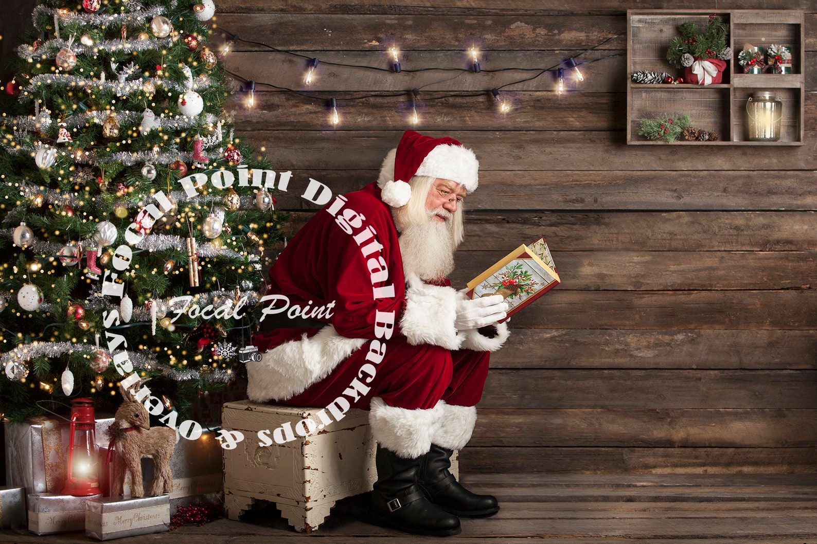 Santa Digital Backdrop Christmas Scene Christmas Digital - Etsy