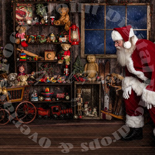 Santa Digital Backdrop Christmas Window Scene Christmas - Etsy