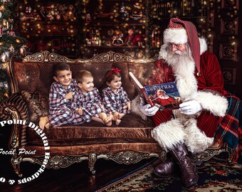 Santa Digital Backdrop Christmas Scene Christmas (Download Now) - Etsy