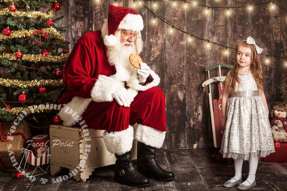 Santa digital backdrop Christmas Scene Christmas Digital | Etsy