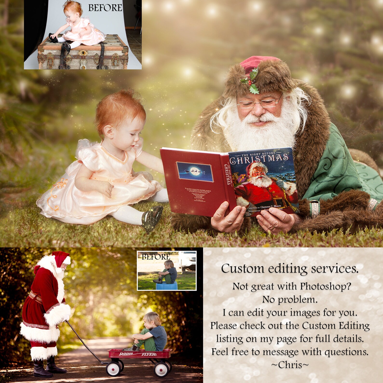 Santa Digital Backdrop Christmas Scene Digital Santa | Etsy