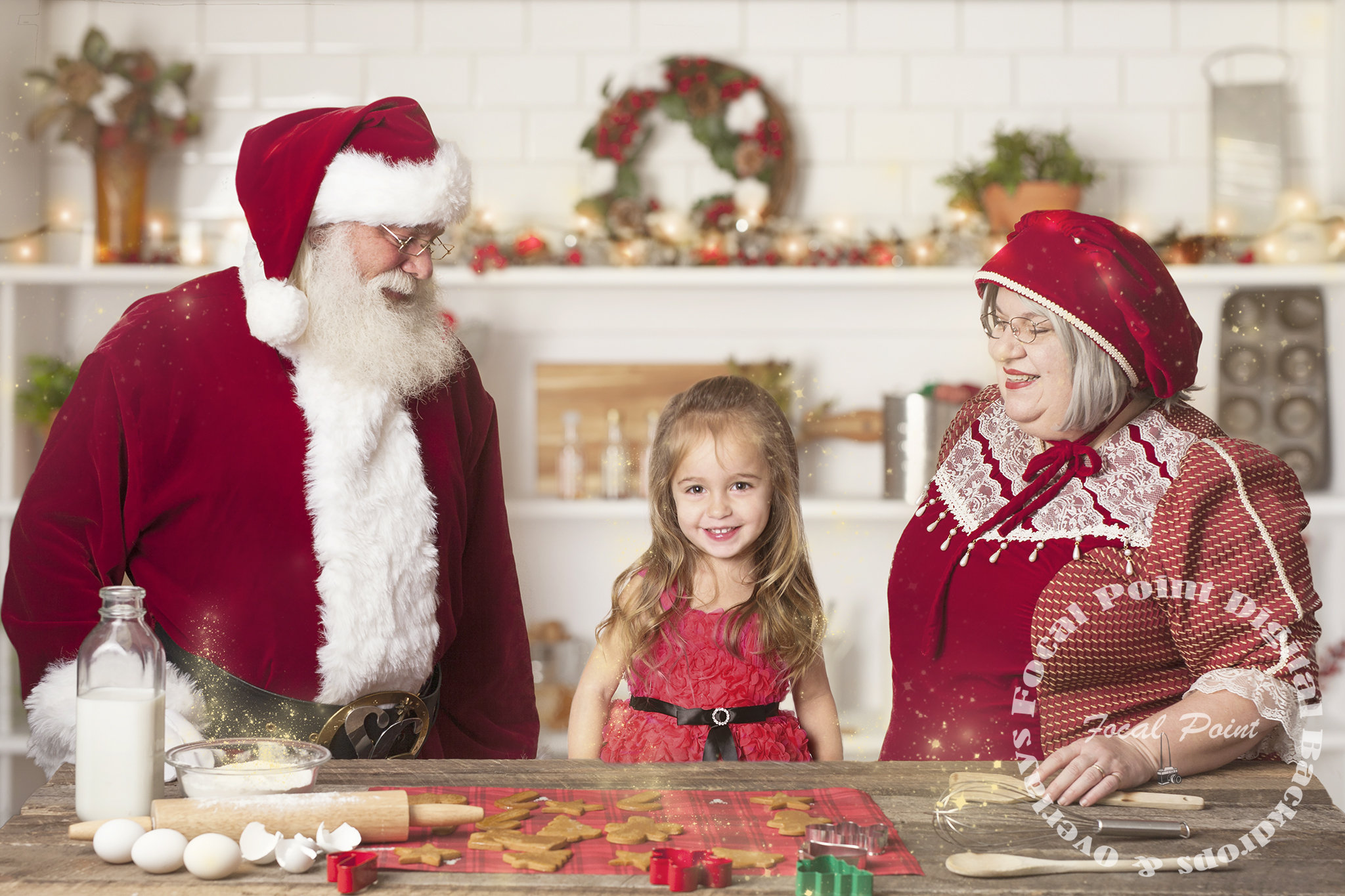 Santa and Mrs Claus Baking Cookies Kitchen Scene Santa | Etsy