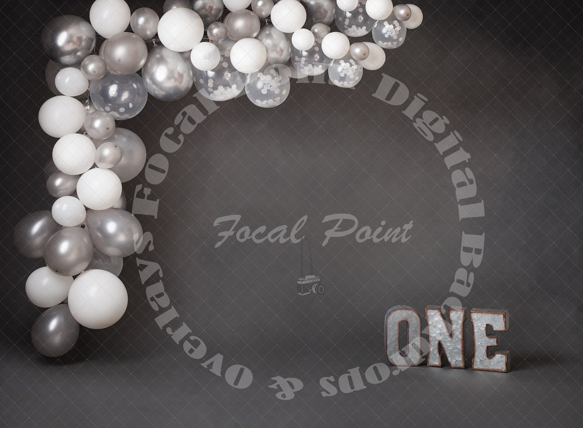 One Year Birthday Digital Background One Year Balloons - Etsy