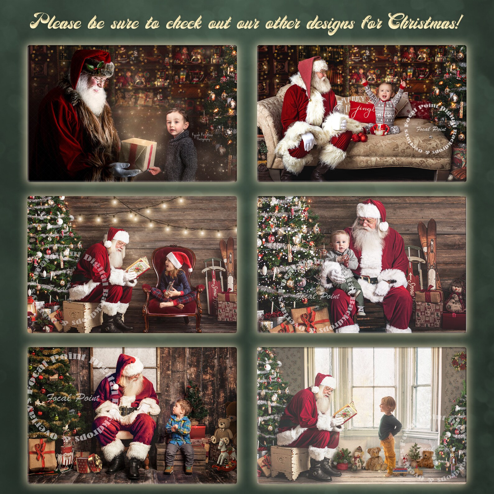 Santa Digital Backdrop Christmas Scene Christmas Digital - Etsy