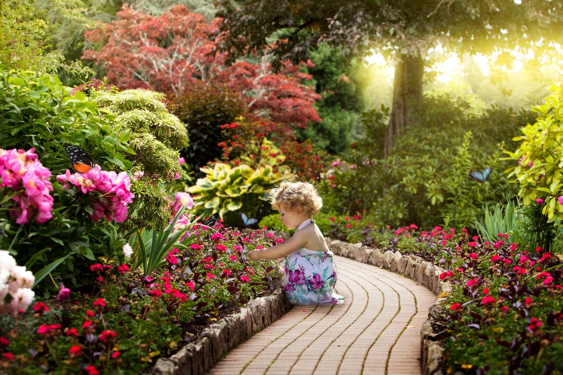 Floral Garden Path Background Composite Outdoor Backdrops for - Etsy