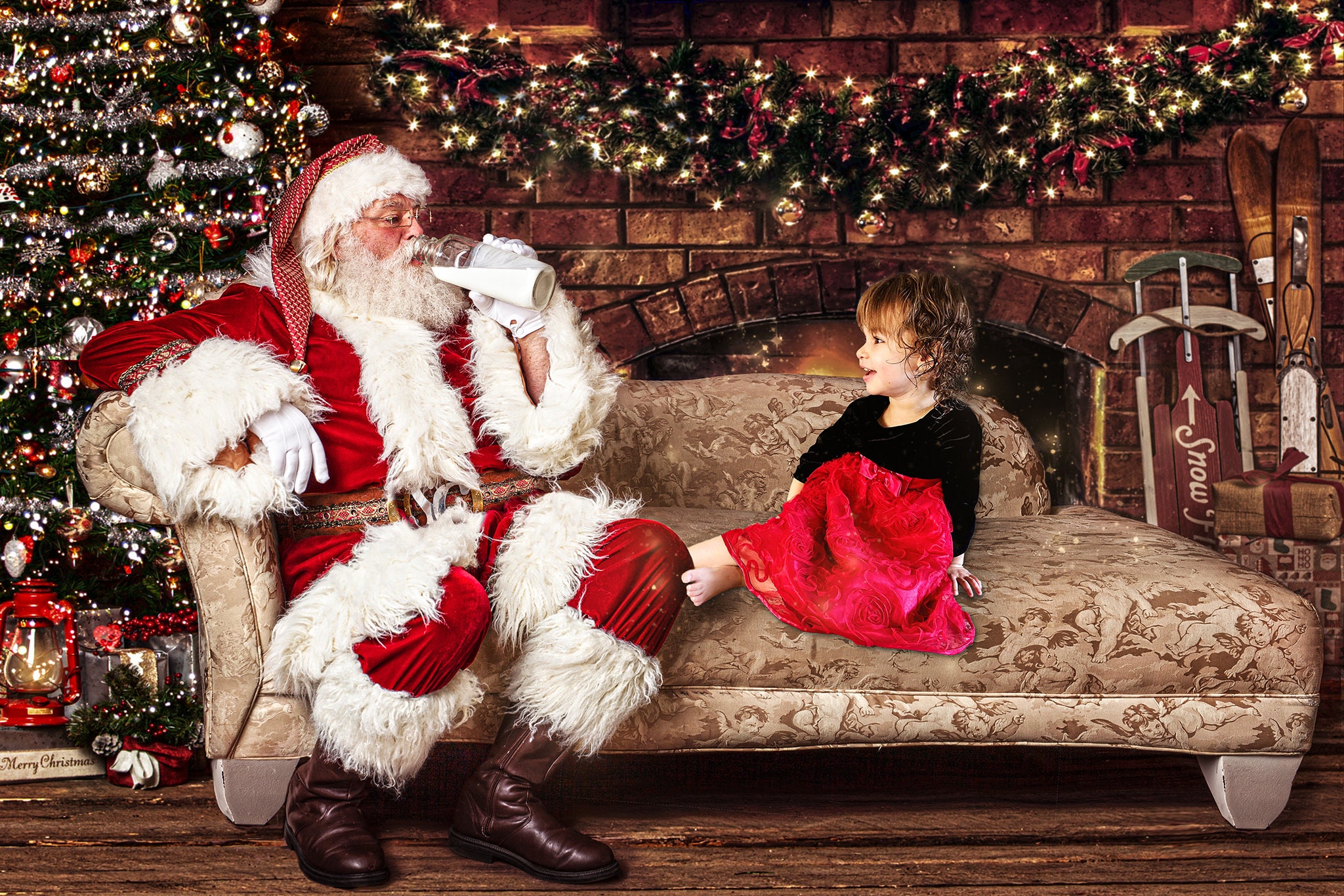 Santa Digital Backdrop Santa on a Couch Santa by Fireplace - Etsy Canada