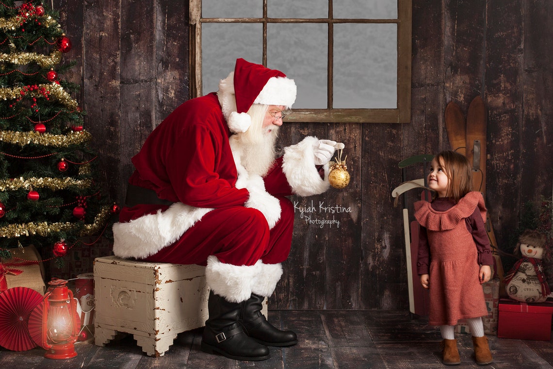 Santa digital backdrop Christmas Scene Christmas Digital | Etsy