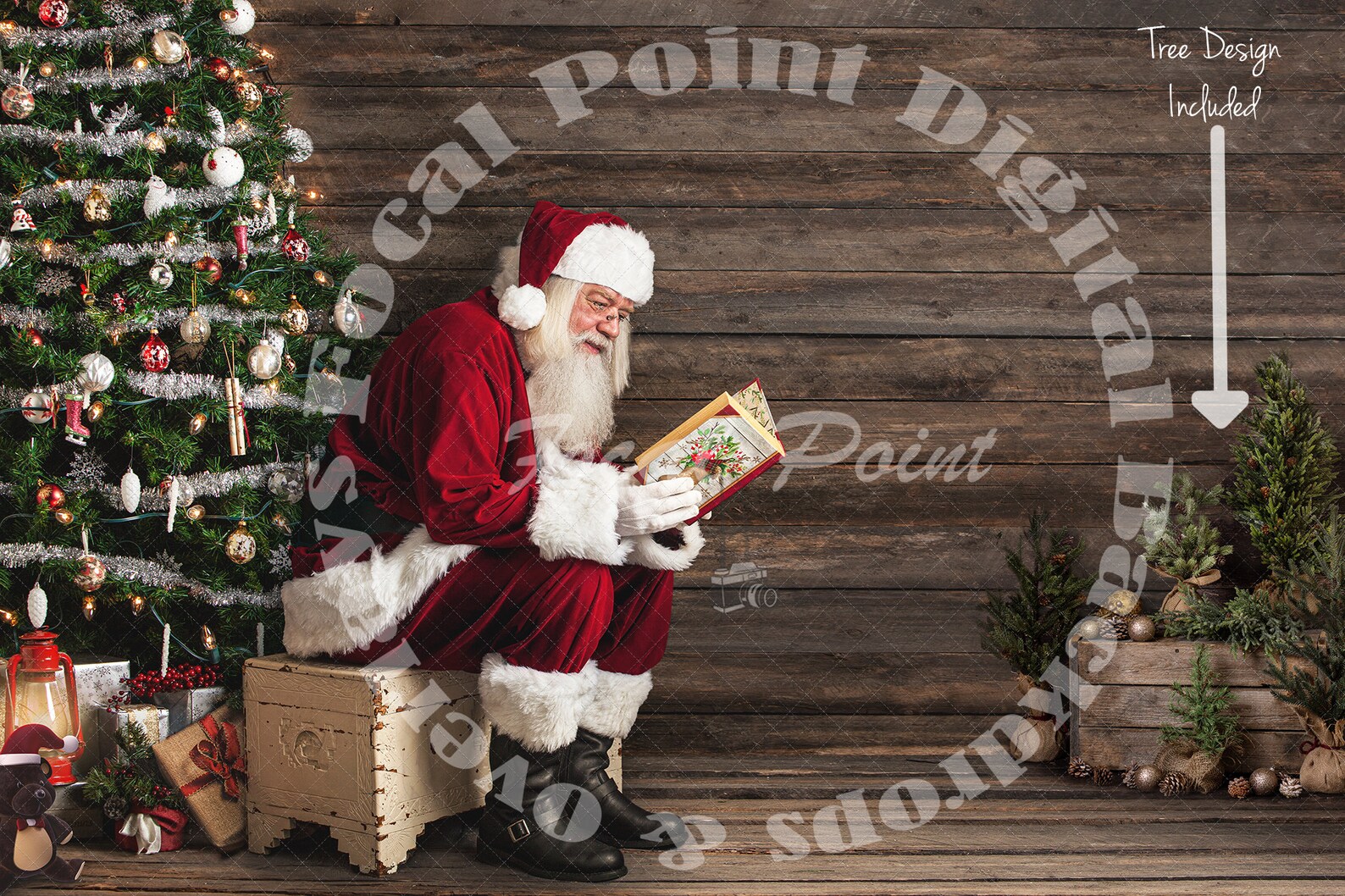 Santa Digital Backdrop Christmas Scene Christmas Digital - Etsy
