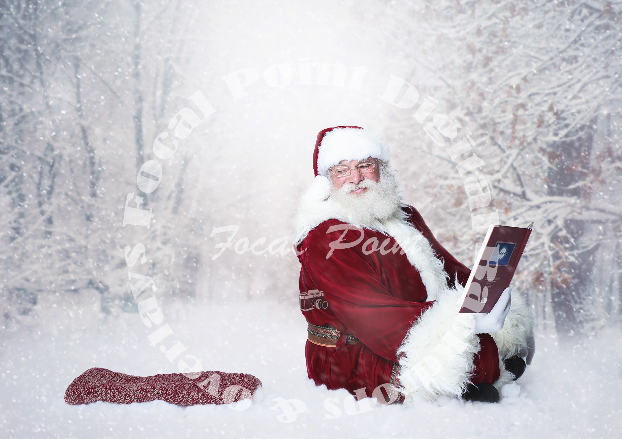Santa Digital Backdrop Santa Reading in Snow Christmas Scene - Etsy Canada