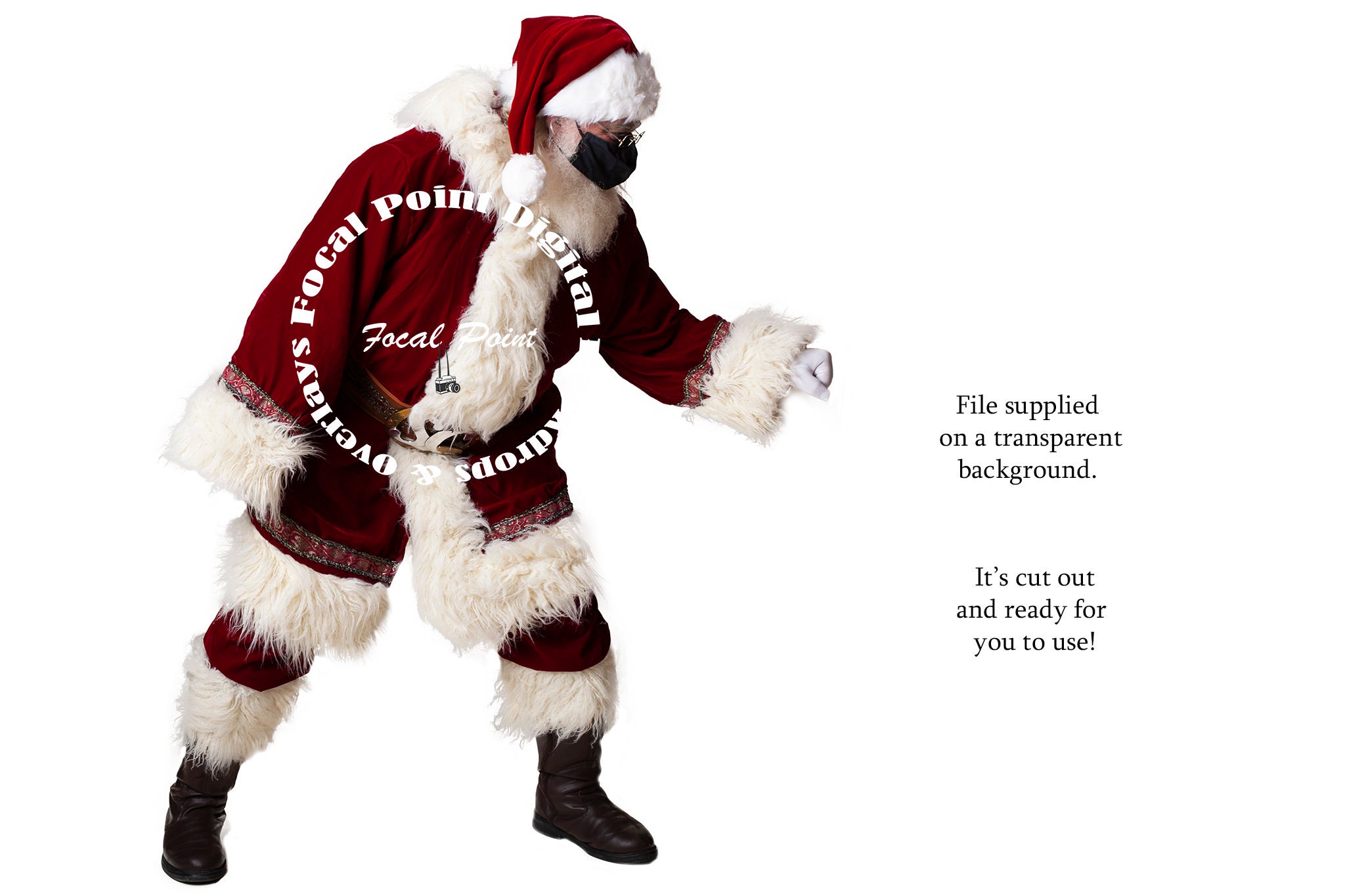 Santa Wearing Mask Overlay, Fist Bump Digital Backdrop, Santa Digital ...