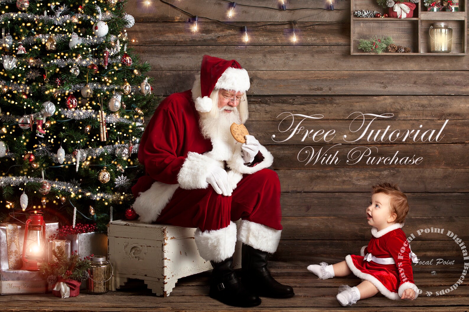 Santa Digital Backdrop Christmas Scene Christmas Digital - Etsy