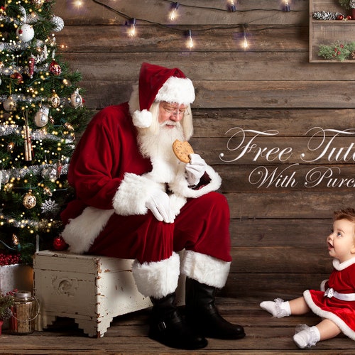 Santa's Workshop Digital Backdrop Christmas Scene - Etsy