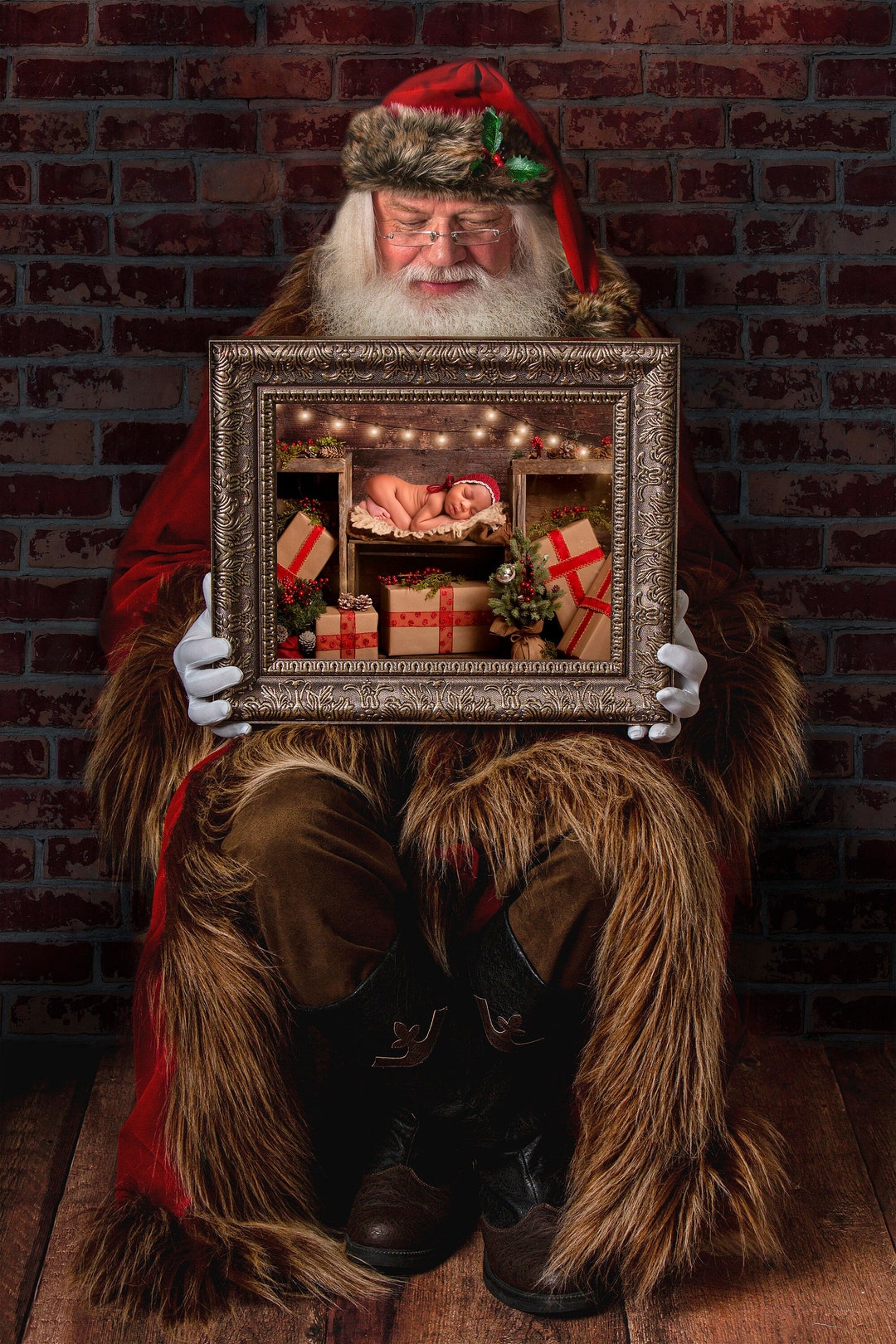 2 PACK, Santa Holding Frame Digital Backdrop, Santa Overlay Holding ...