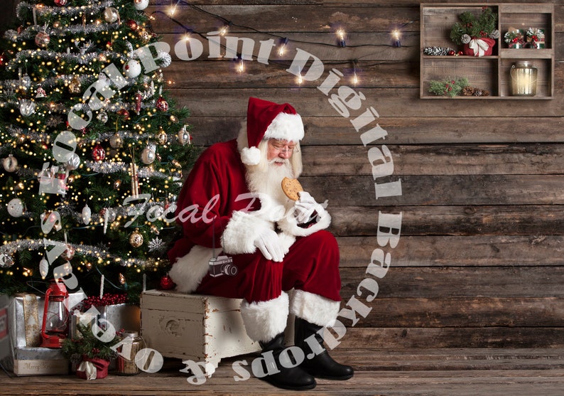 Santa Digital Backdrop Christmas Scene Christmas Digital - Etsy