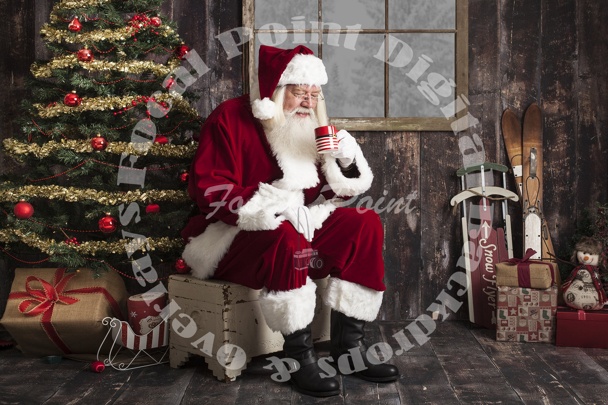 Santa digital backdrop Christmas Scene Digital Santa | Etsy