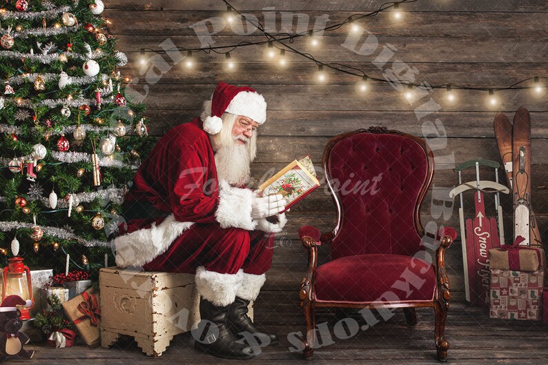 Santa Digital Backdrop Christmas Scene Christmas Digital - Etsy