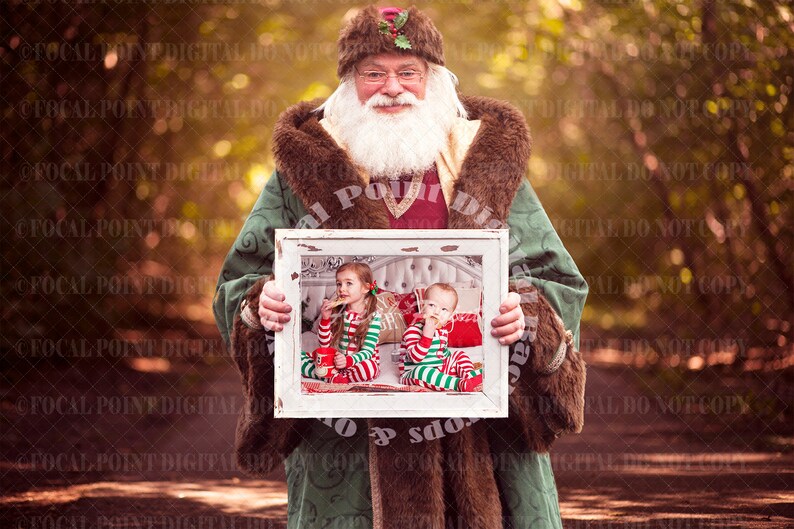 Santa in Forest Holding Frame Digital Backdrop Santa Overlay - Etsy Canada