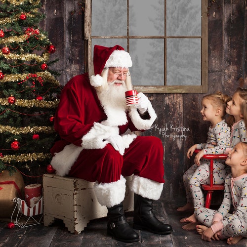Santa Digital Backdrop Christmas Scene Digital Santa | Etsy