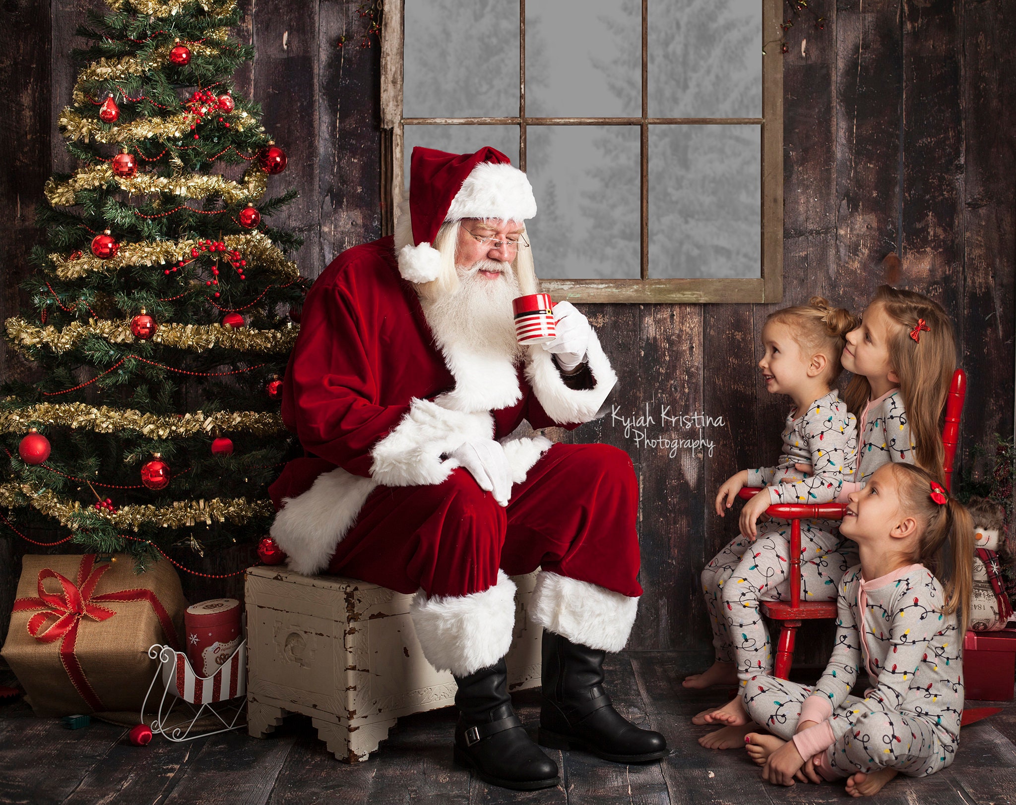 Santa digital backdrop Christmas Scene Digital Santa | Etsy