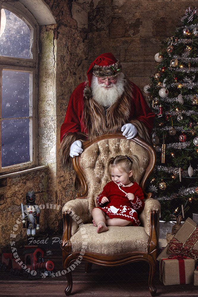 Santa Digital Backdrop Christmas Window Scene Christmas | Etsy