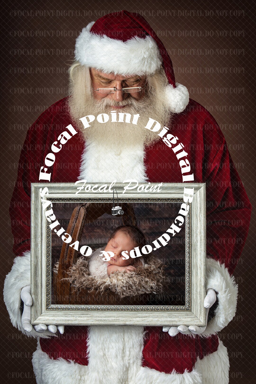 2 PACK, Santa Holding Frame Digital Backdrop, Santa Overlay Holding ...