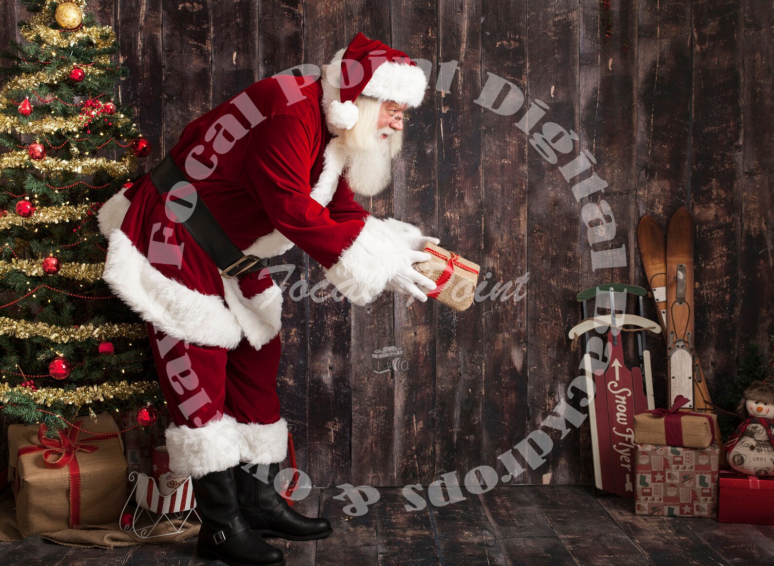Santa Digital Backdrop Christmas Scene Christmas Digital - Etsy