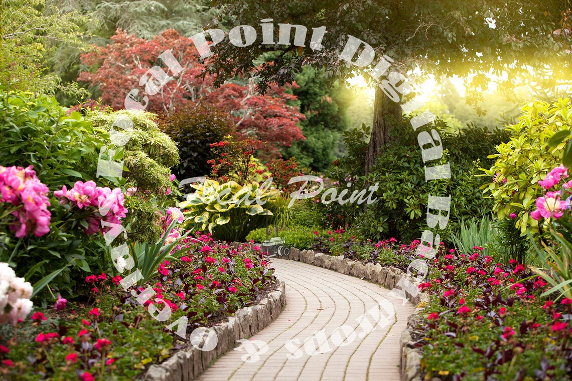 Floral Garden Path Background Composite Outdoor Backdrops for - Etsy