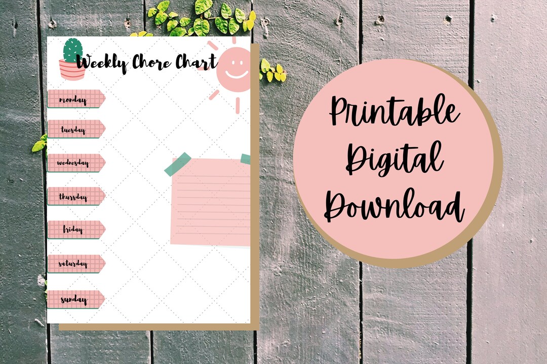Minimalist Grid Chore Chart Family Chart // Green // Pink // Minimalist ...