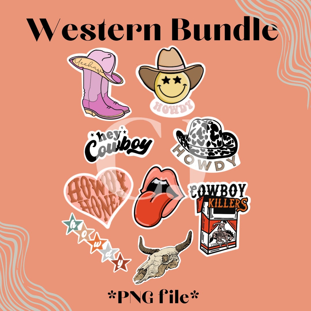Western Sticker Bundle Printable Stickers Digital PNG Stickers Print ...